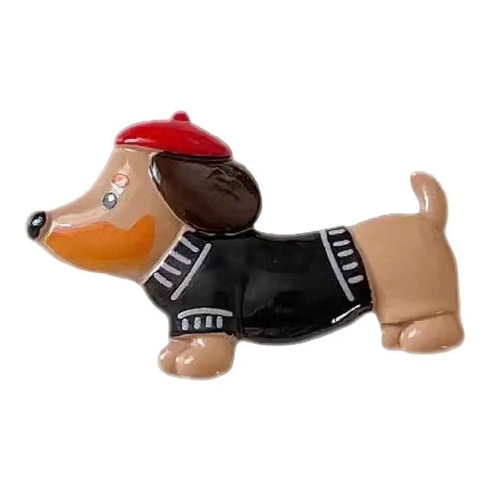 Мини-магниты "Таксы" для холодильника, - рыжая шляпная такса