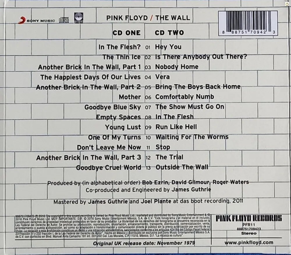 Pink Floyd The Wall - Двойной CD (2016) - Переиздание студийного альбома — фото 1
