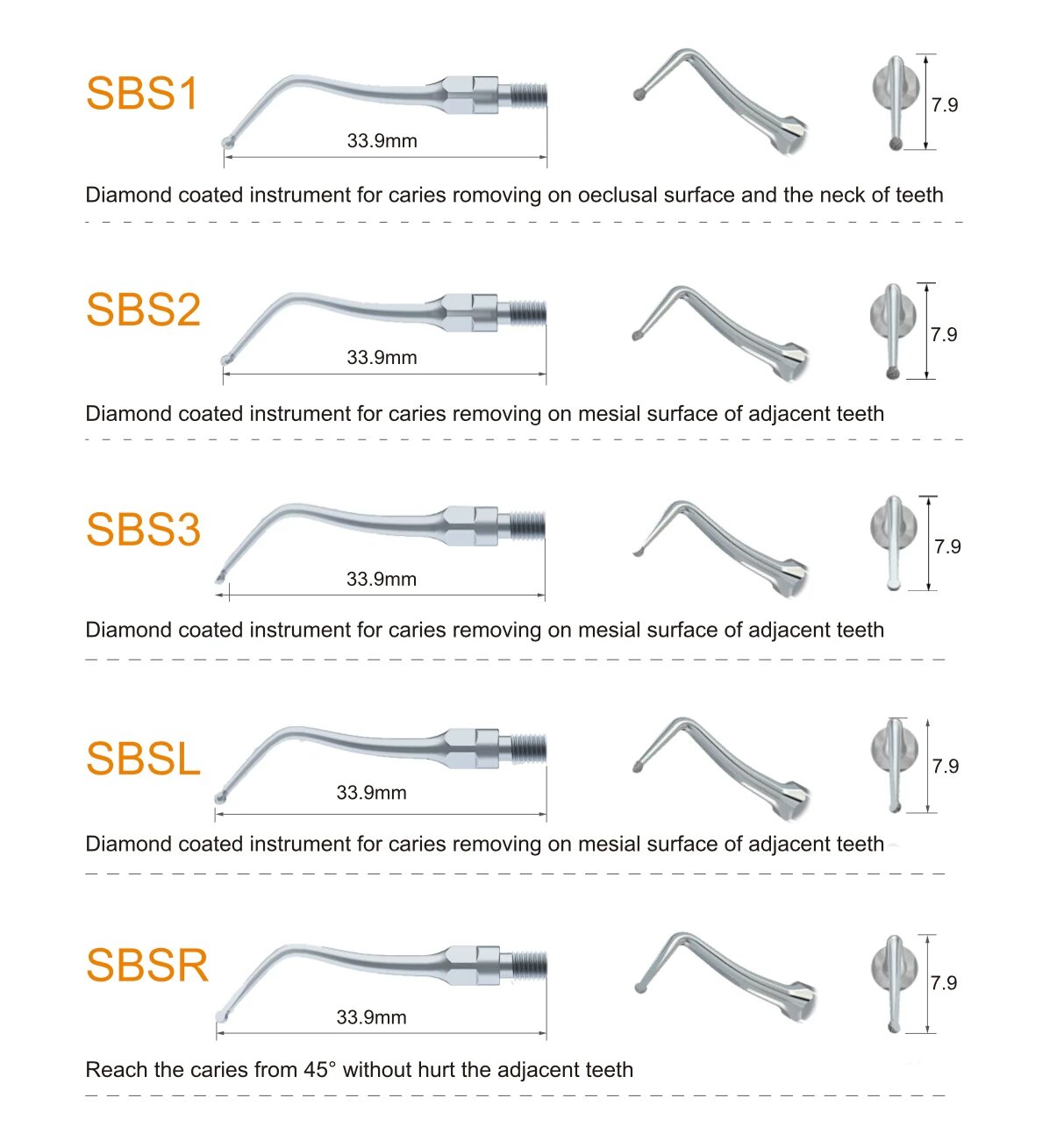 Универсальные насадки для чистки зубов Sirona GS1 PS1, боры для чистки зубов, насадки для пародонтологических работ
