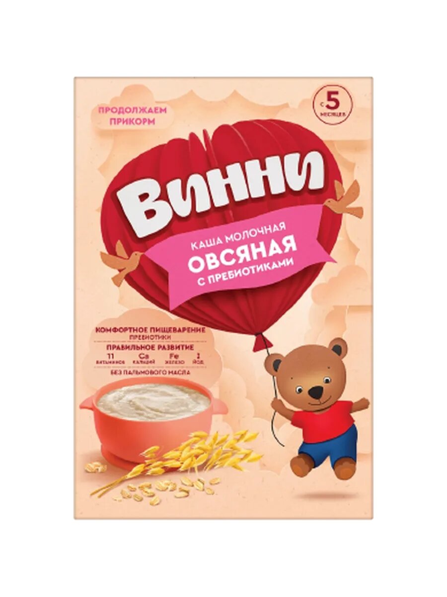 Винни Каша молочная Овсяная с пребиотиками 200г
