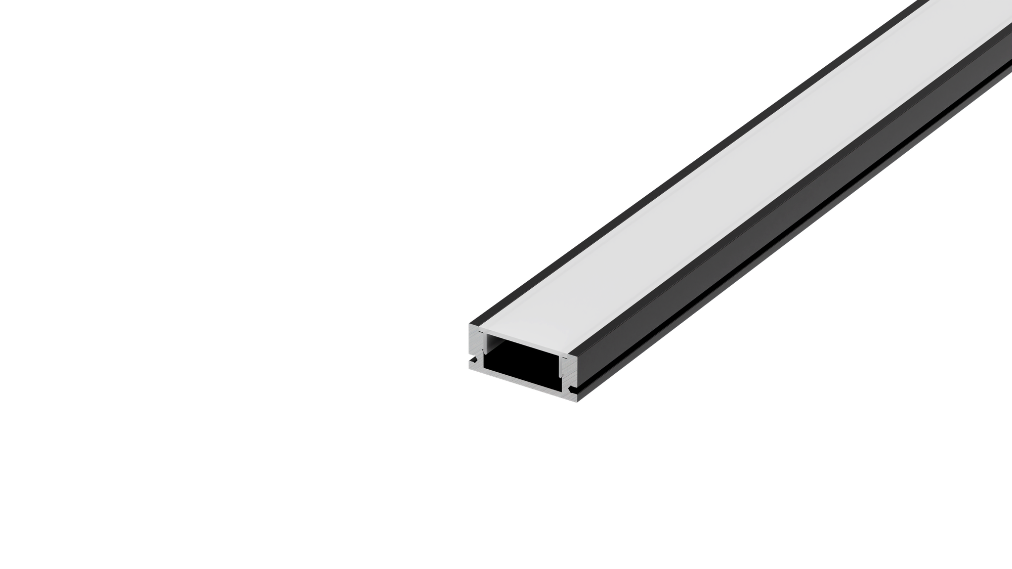 Накладной профиль 17,4х7мм, длина 2 метра, матовый экран, 4 заглушки, 4 крепежа, цвет черный, Donel