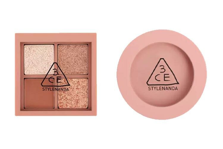 Набор теней женский 3CE 4 цвета и румяна, легко растушевываются, яркий тон кожи