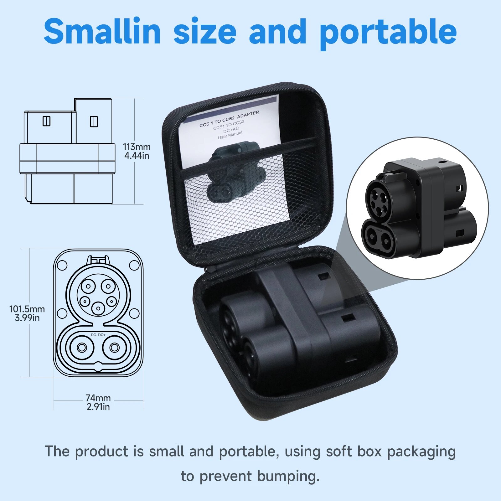 Адаптер AFYEEV CCS1 на CCS2, макс. 400 А постоянного тока, 1000 В, для быстрой зарядки электромобилей, адаптер для зарядного устройства электромобилей макс. 32 А переменного тока, коннектор Type 1 на Type 2