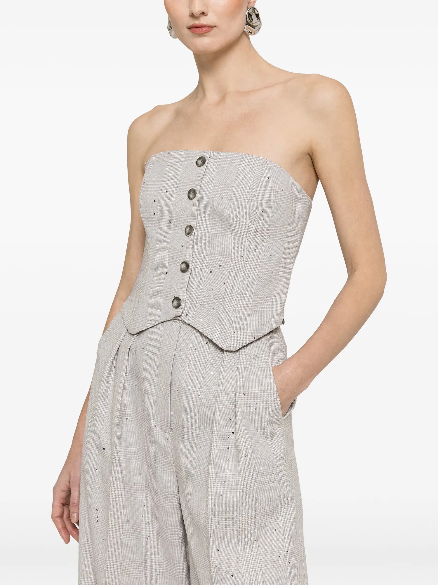 Топ Nissa Sequin-detail corset top