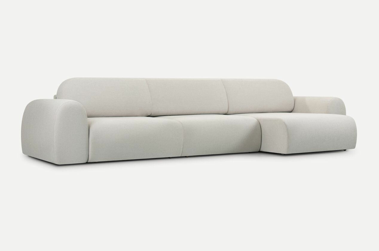 Диван угловой раскладной Divan.ru Лилт-2 Букле Молочный, 370х170х86 см, спальное место 300х160 см