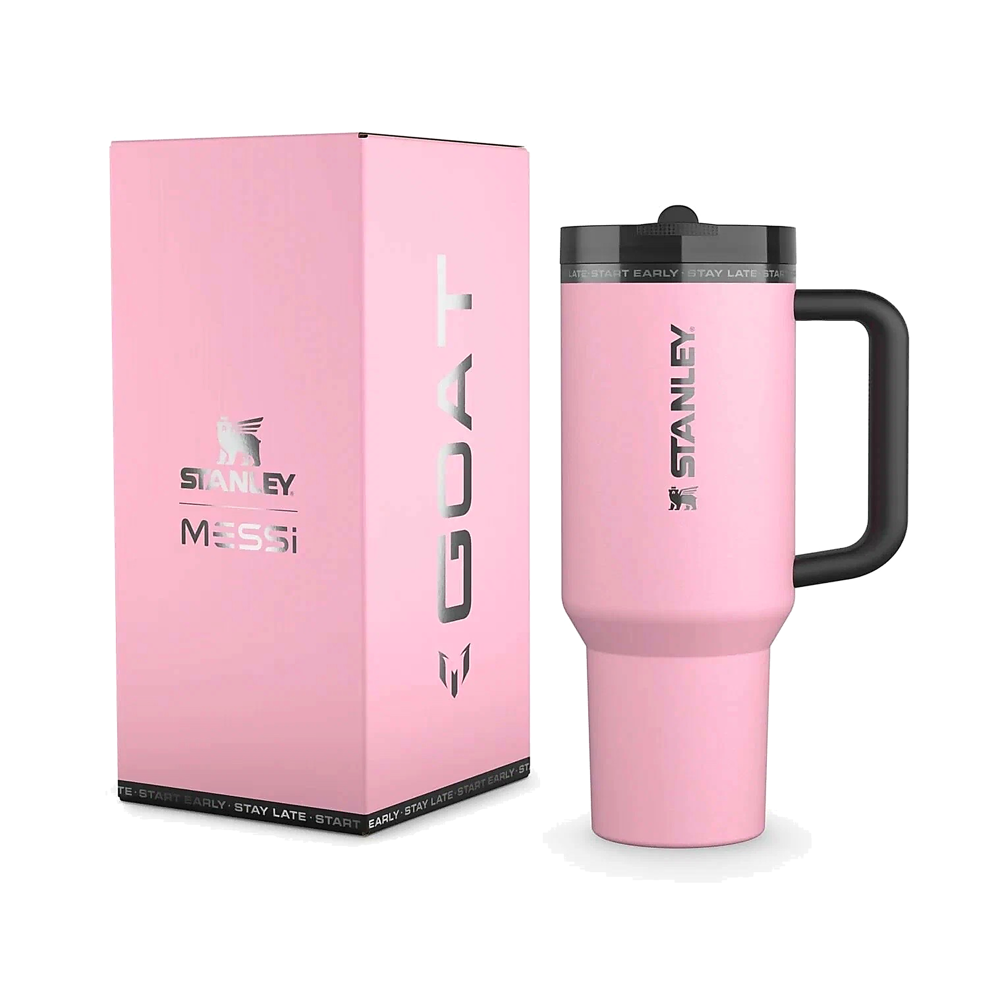 Stanley x The Messi термокружка с трубочкой The Quencher ProTour (Messi GOAT Pink) 1,18л