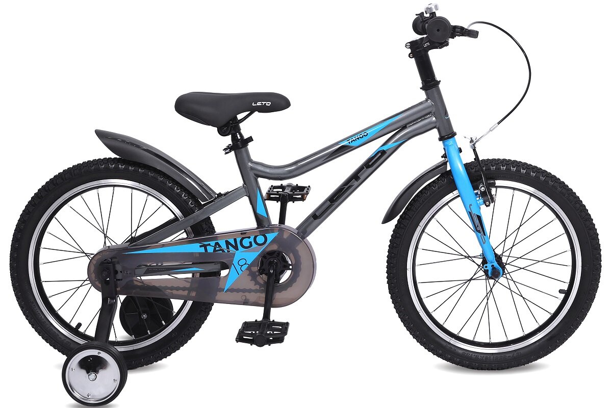 Велосипед 18" LETO TANGO, сталь, 1-ск, серый, возраст 5-6лет
