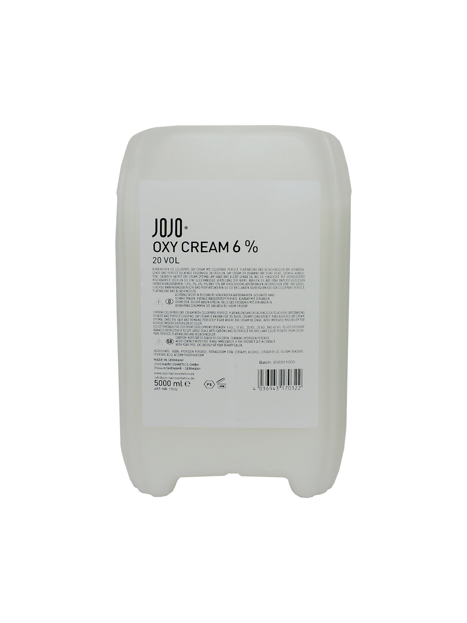 Оксидант, окислитель OXY Cream JOJO Haircosmetics 6%, 5 литров, Германия