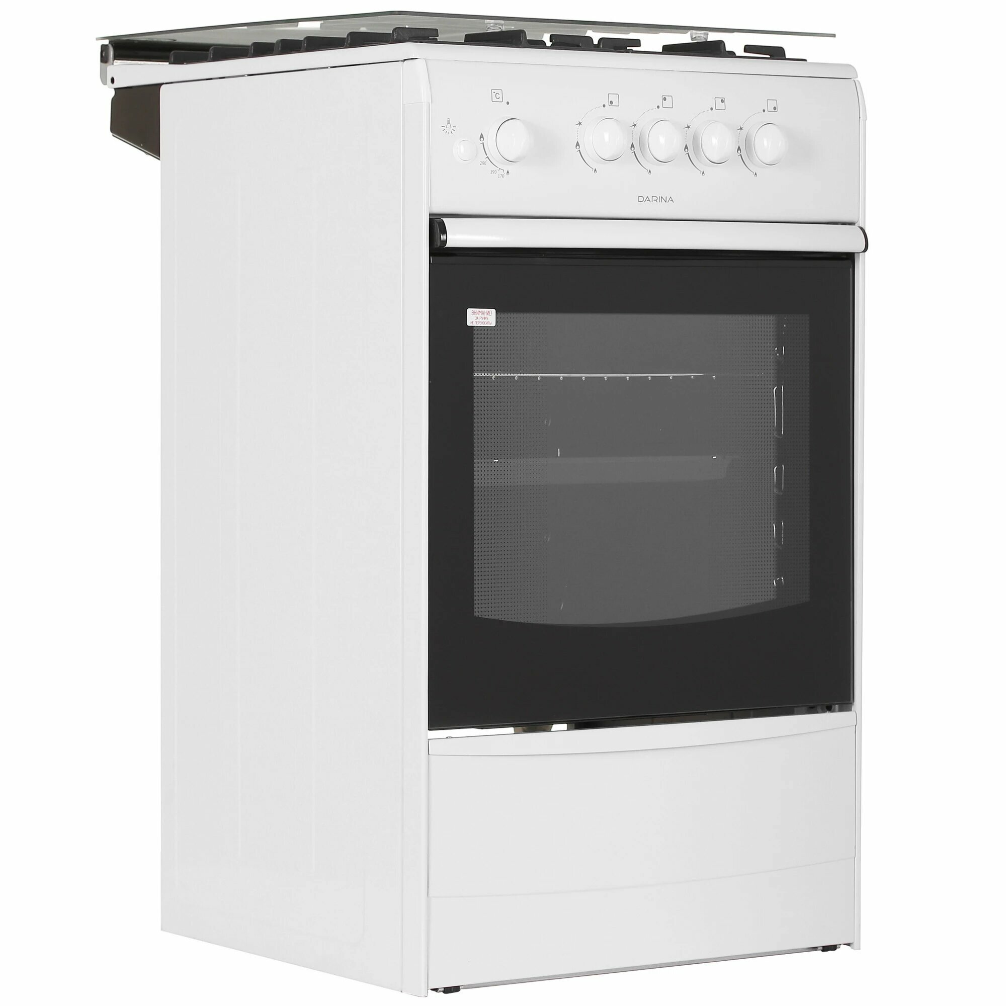 Газовая плита DARINA B1 3G07, 4 конфорки, с электроподжигом, газ-контроль, белая
