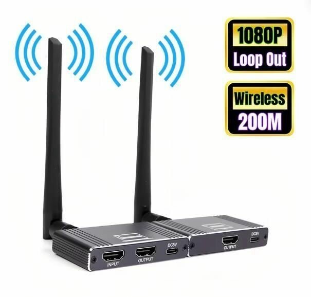 Беспроводной -удлинитель на 200 м с поворотом, 1080P, 5.8G передатчик и приемник аудио и видео с HDMI Loop Out, 8 передатчиков на 1