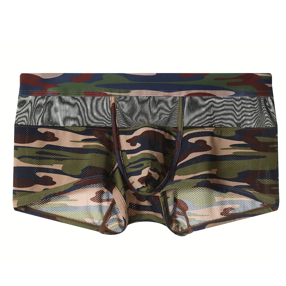 SSANSISITER Мужское нижнее белье сетчатое камуфляжное полиэстер М, Green Boxers