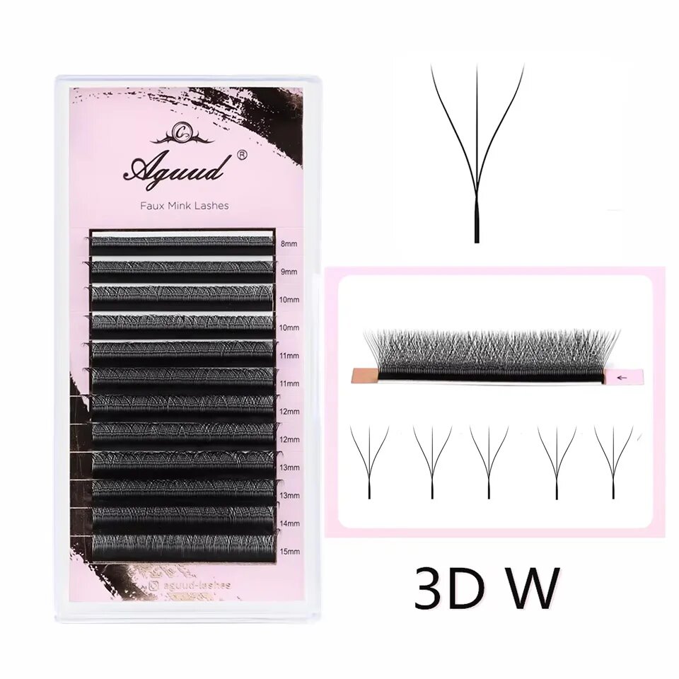 AGUUD 3D W ресницы 11 мм, D изгиб, 3D-1800 Fans