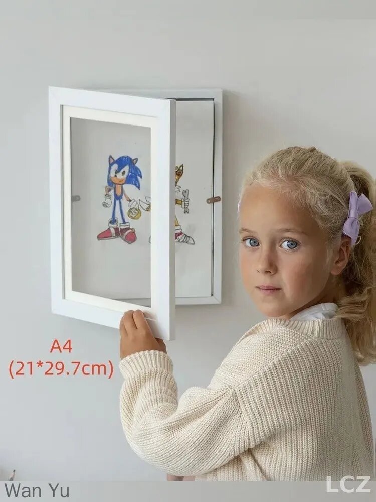 Фоторамка для детских рисунков формата A4, белого цвета