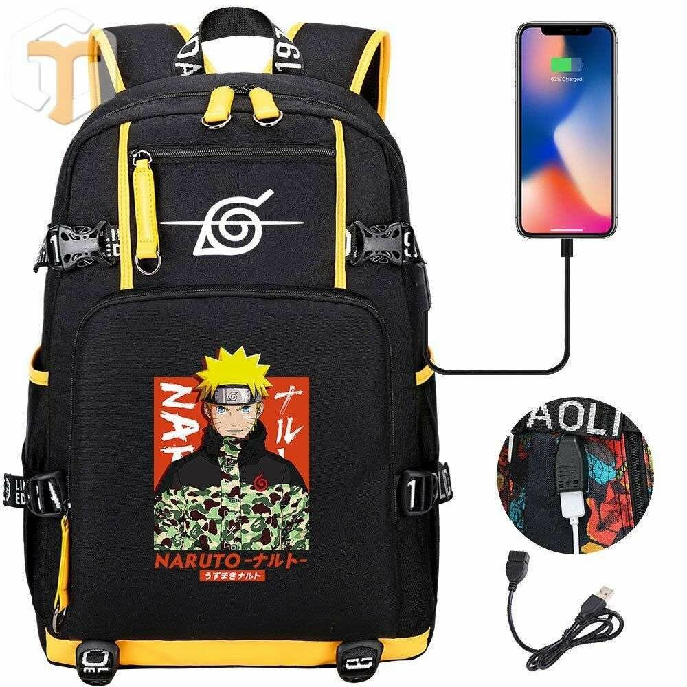 Рюкзак школьный Аниме Uzumaki Naruto USB-зарядка сумка для путешествий и ноутбук