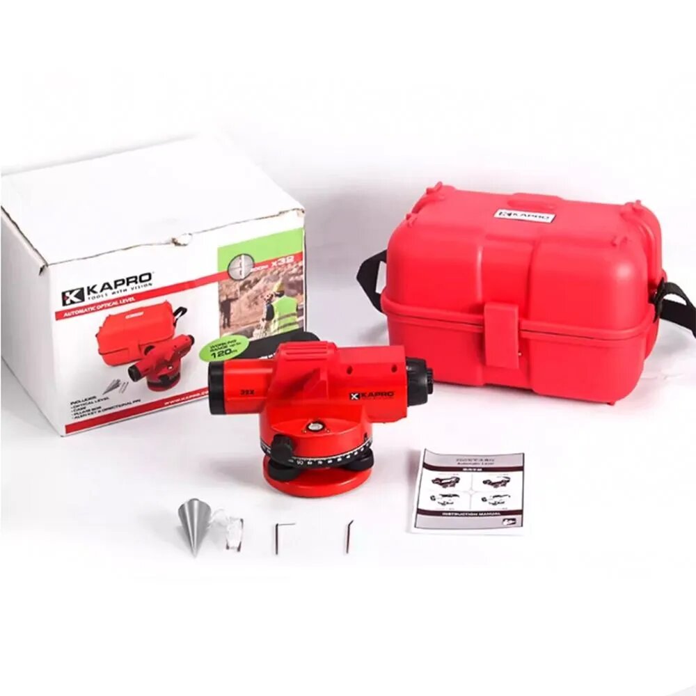 Оптический нивелир Kapro 830 X32, 120 м, красный, в кейсе, для строительных и геодезических работ