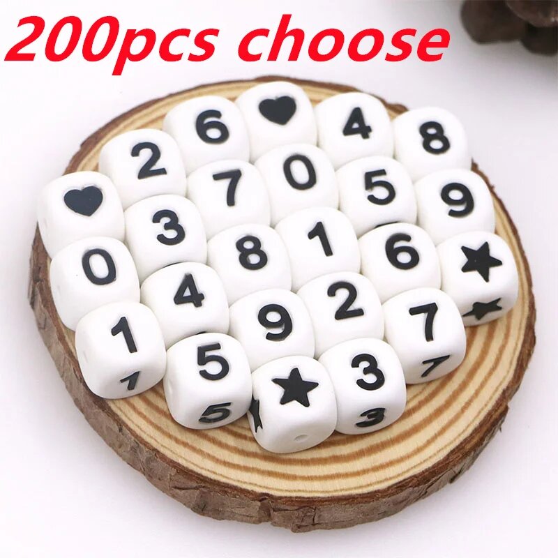 Силиконовые бусины с арабскими цифрами Kovict 200 шт 200pcs choose