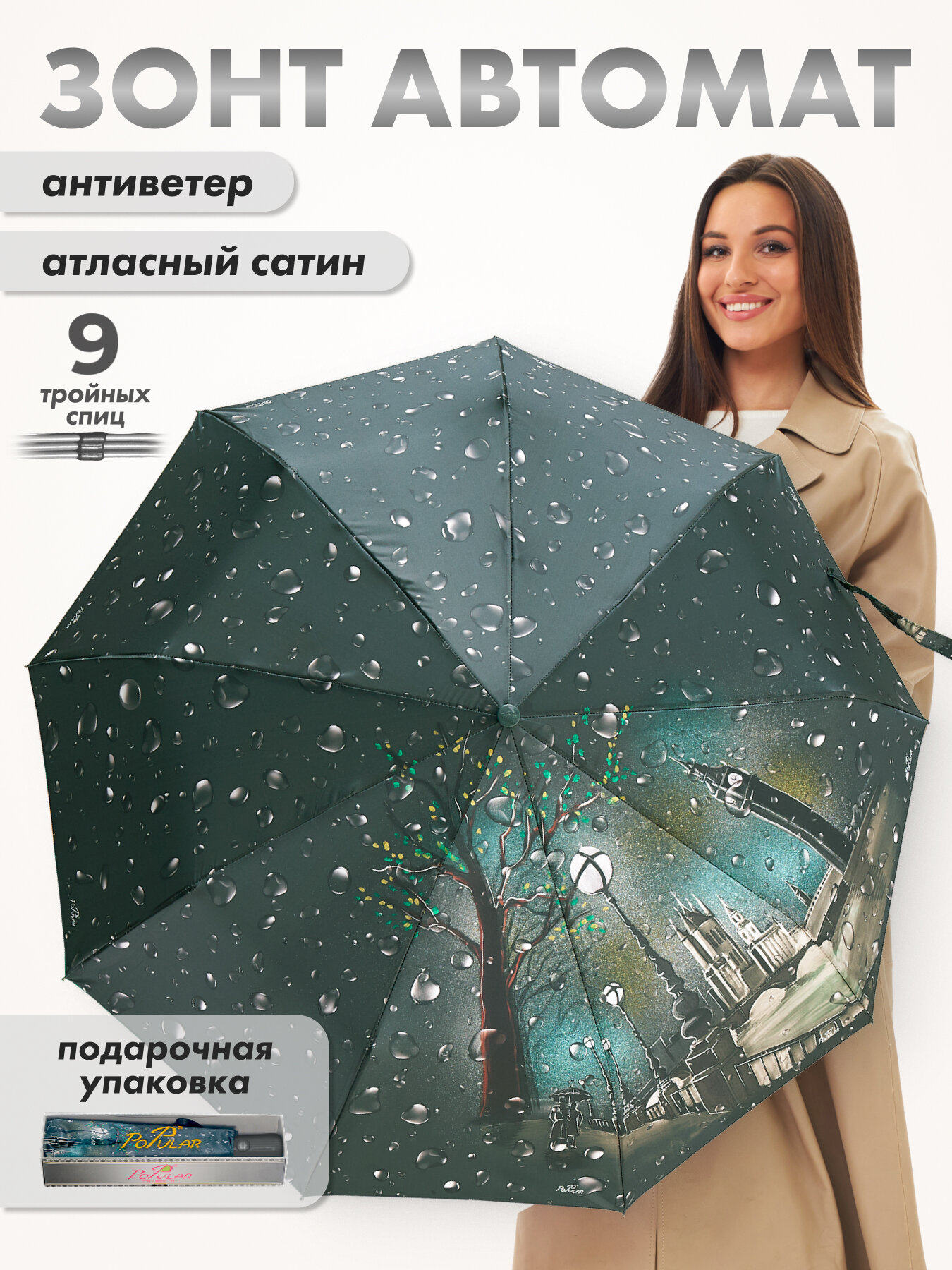 Зонт Popular, зеленый