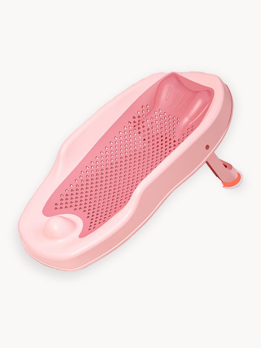 Baoshi Baby Bath Support, Bathing Aid, Newborn Baby Bath Net, Non-Slip Foldable Children's Bath Bed, Pink