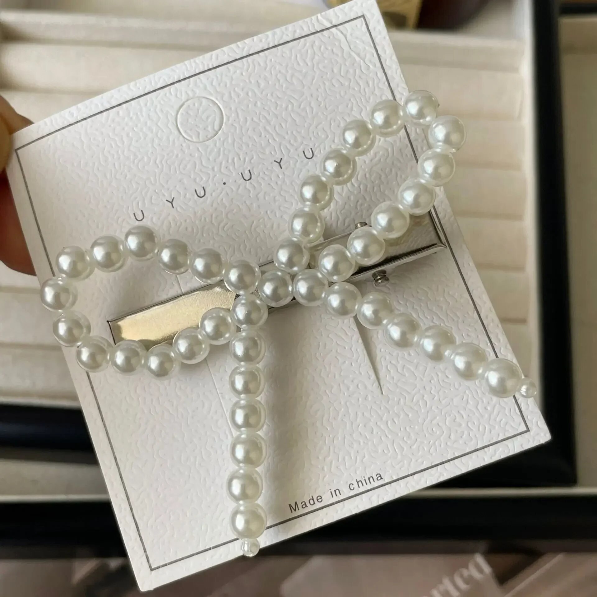 Жемчужная заколка для волос, белая, 1 шт