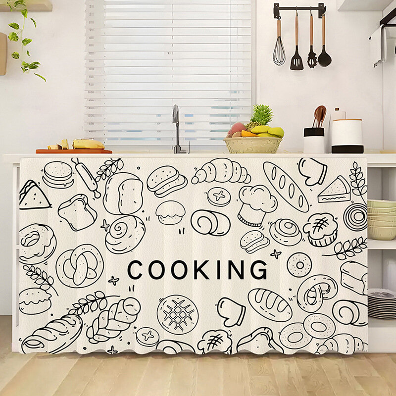 Водонепроницаемая и маслостойкая кожаная шторка для кухонного шкафа, пылезащитная шторка для дверцы шкафа с липучкой, декоративная шторка.