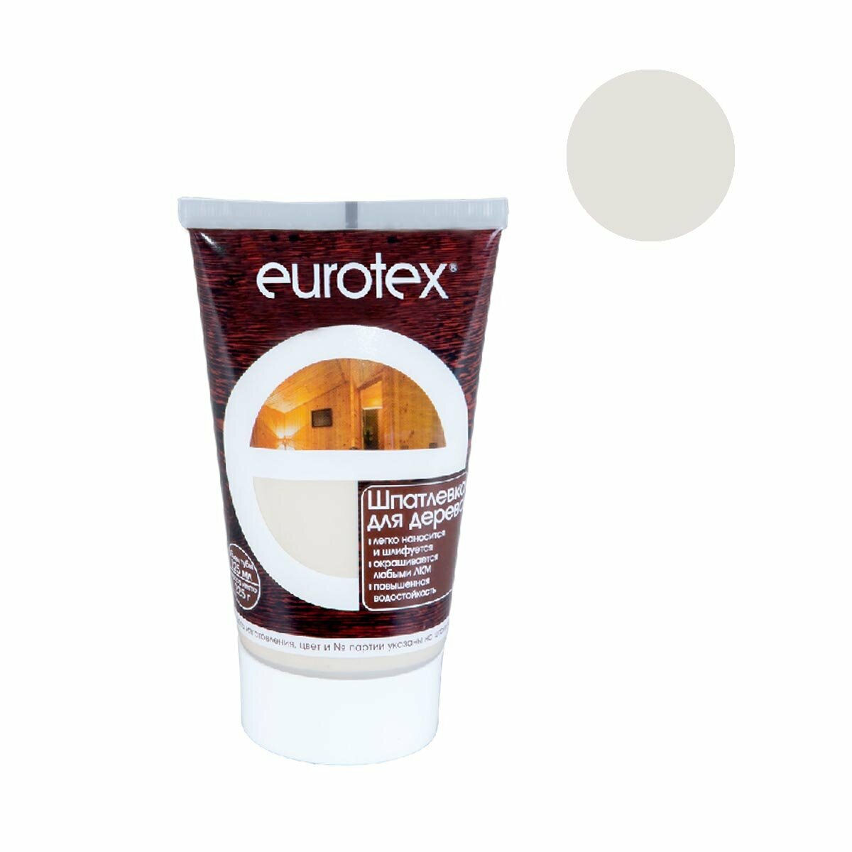 Шпатлевка акриловая EUROTEX по дереву, белая, вес 0.225 кг