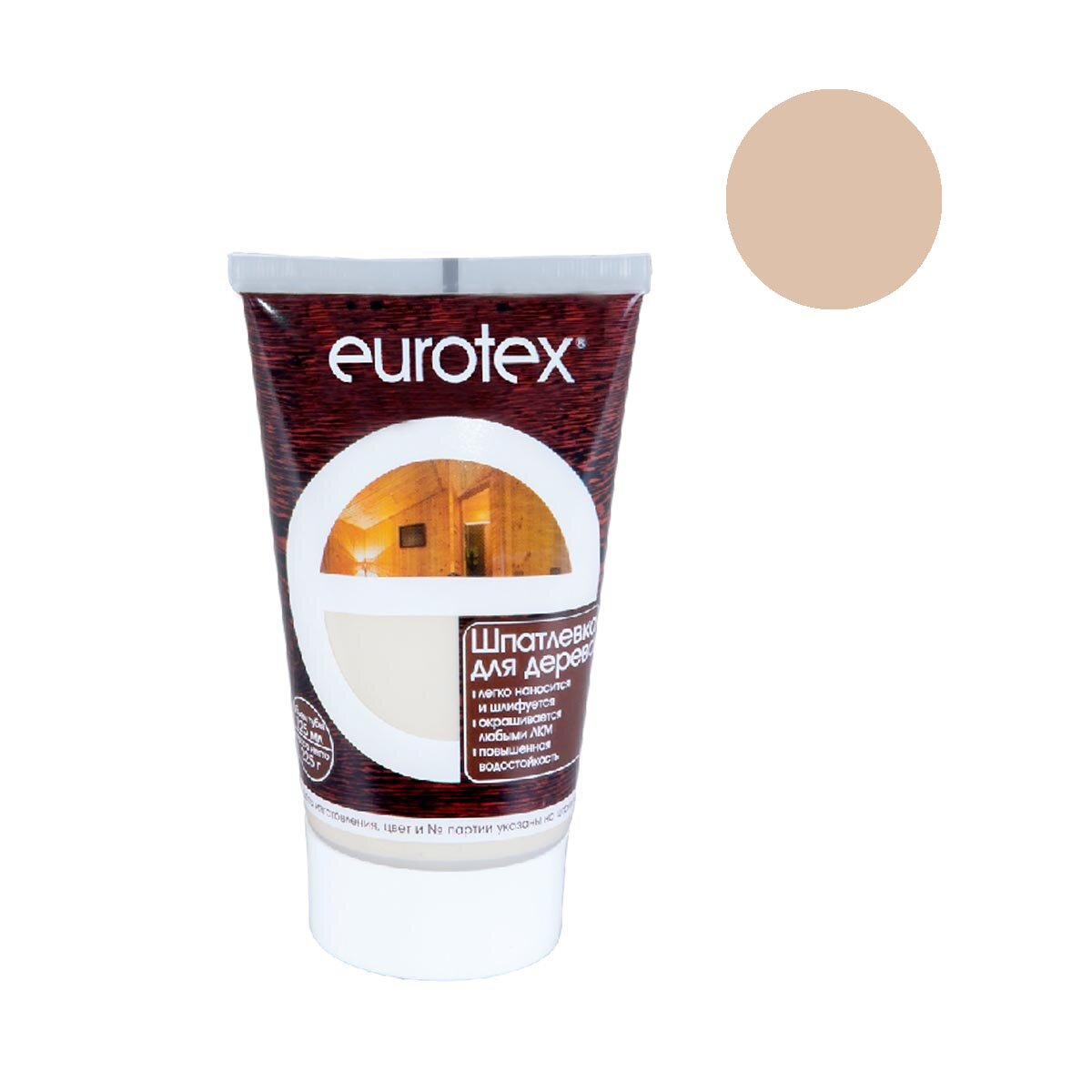 Шпатлевка акриловая EUROTEX по дереву, цвет бук, вес 0.225 кг