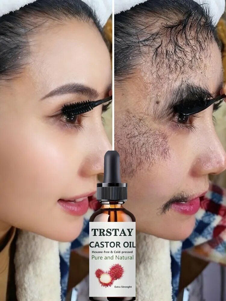 TRSTAY Касторовое масло для ресниц : стимулирует рост ресниц, делает их густыми и прочными, глубоко питает корни