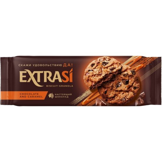 Extrasi Печенье сдобное Гранола с шоколадом и карамелью 150 г