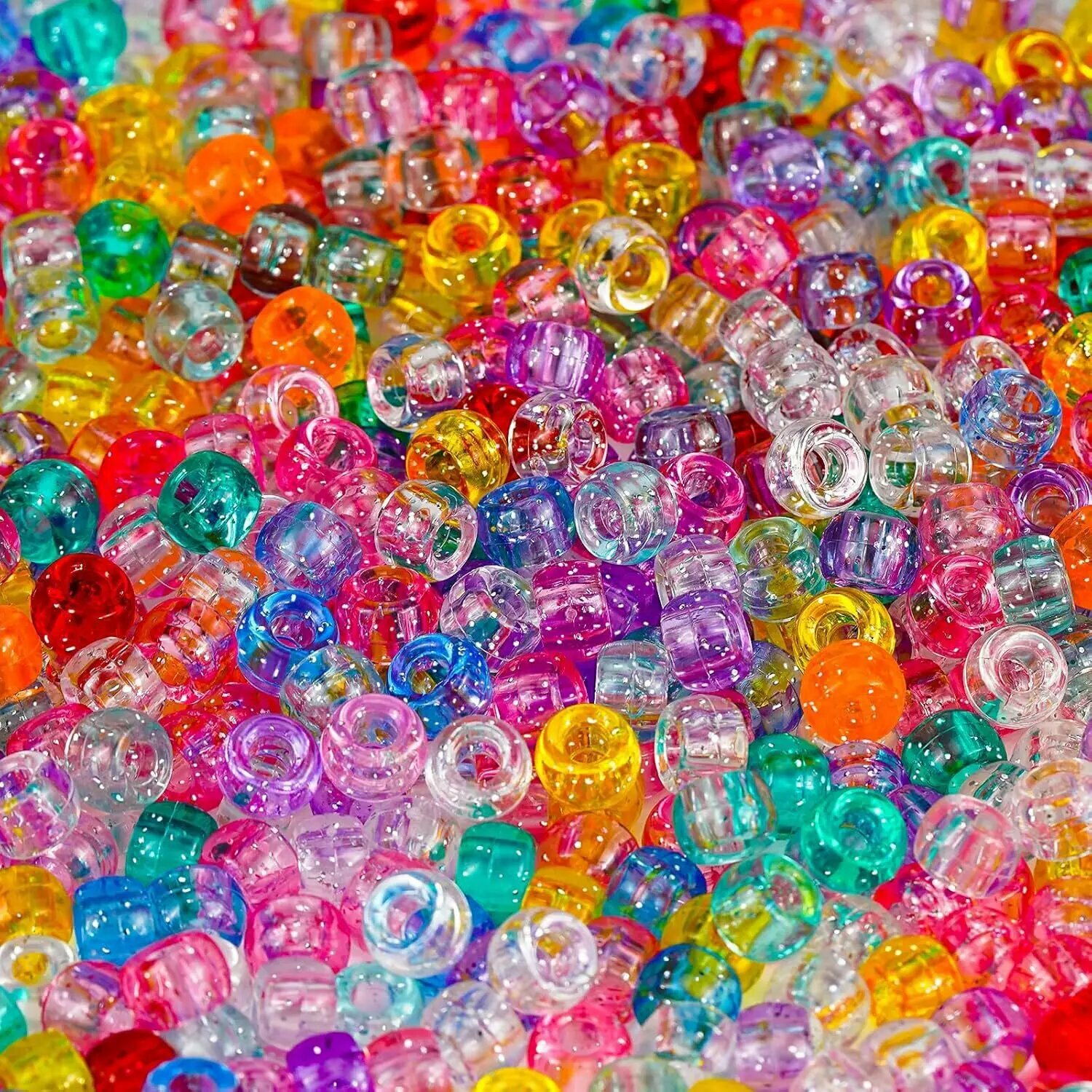 Акриловые бусины 6x9 мм, Glitter Mix, 100 шт.