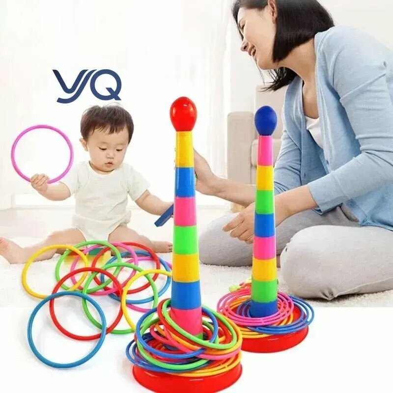 Кольцеброс детский игровой набор (1 башня + 12 кругов)