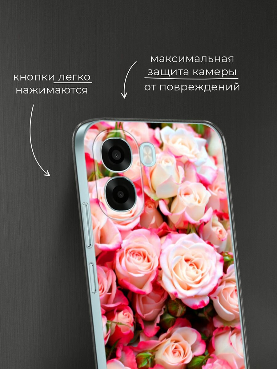 Силиконовый чехол на Oppo A6x / Оппо A6x с принтом Много роз — фото 1