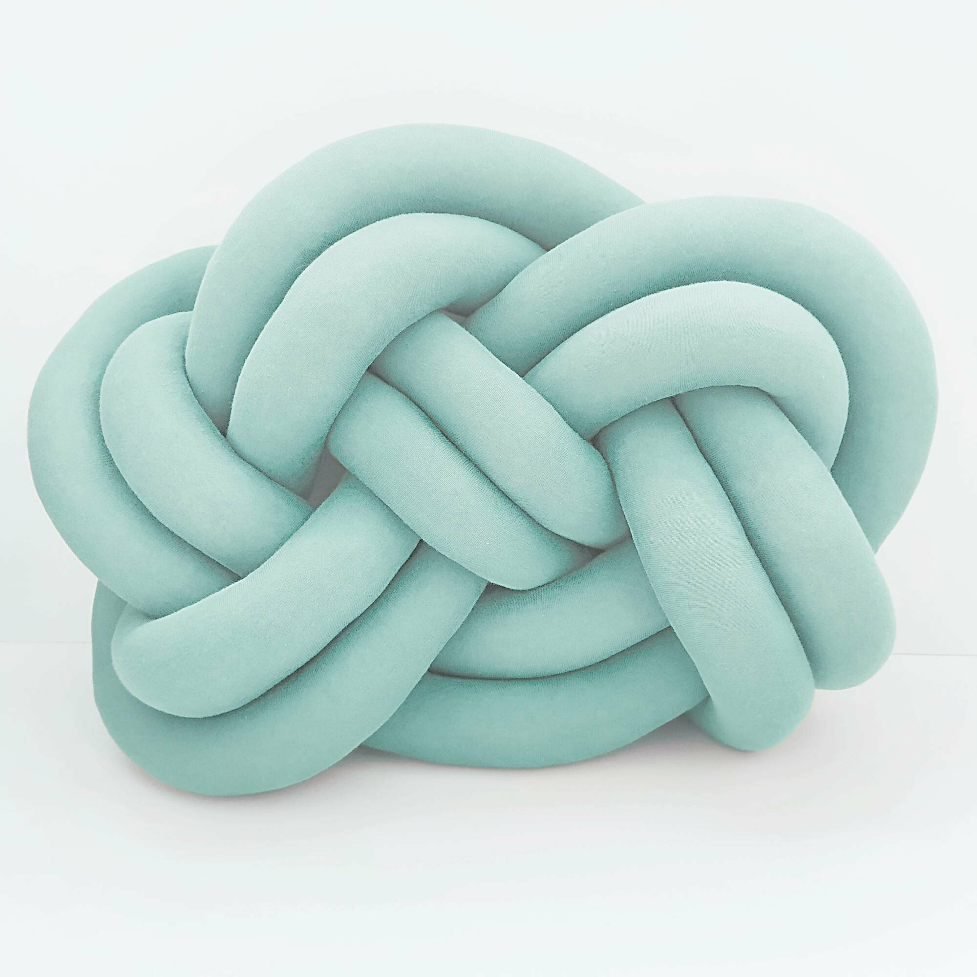 Подушка декоративная 35х26 светло-голубого цвета. Интерьерная подушка на диван, узел (Б0011)