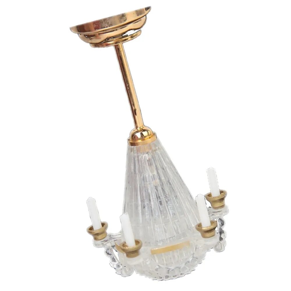 Миниатюрная светодиодная люстра в классическом стиле с имитацией свечей, для кукольного домика, 6 ламп, пластик