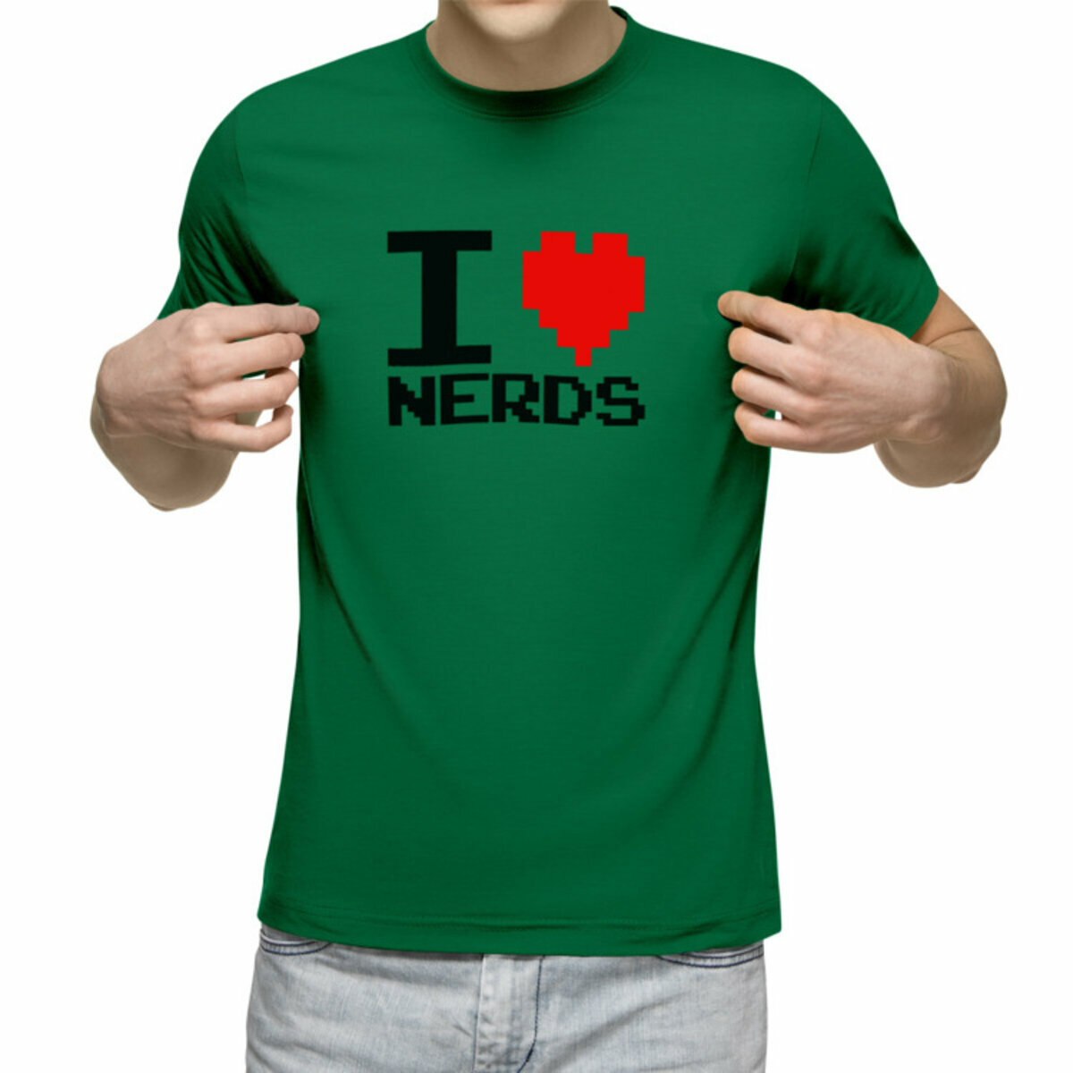 Мужская футболка «i love nerds loser core y2k nerd лузер кор айти it» (зеленый, XL)