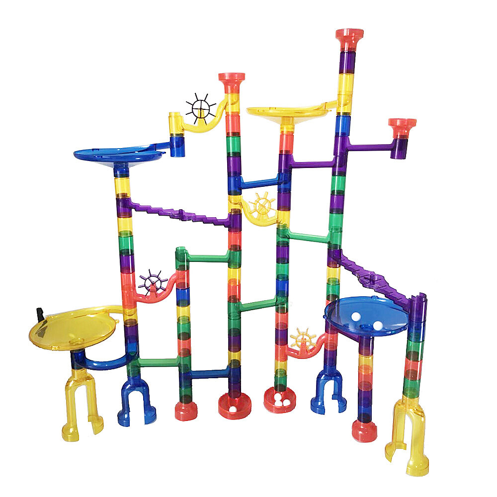 122Pcs Marble Run Marble Game Educational Construction Building Blocks for Kids с 90 деталями и 16 мраморными шарами, размер упаковки 43*29*9cm, вес 1372g
