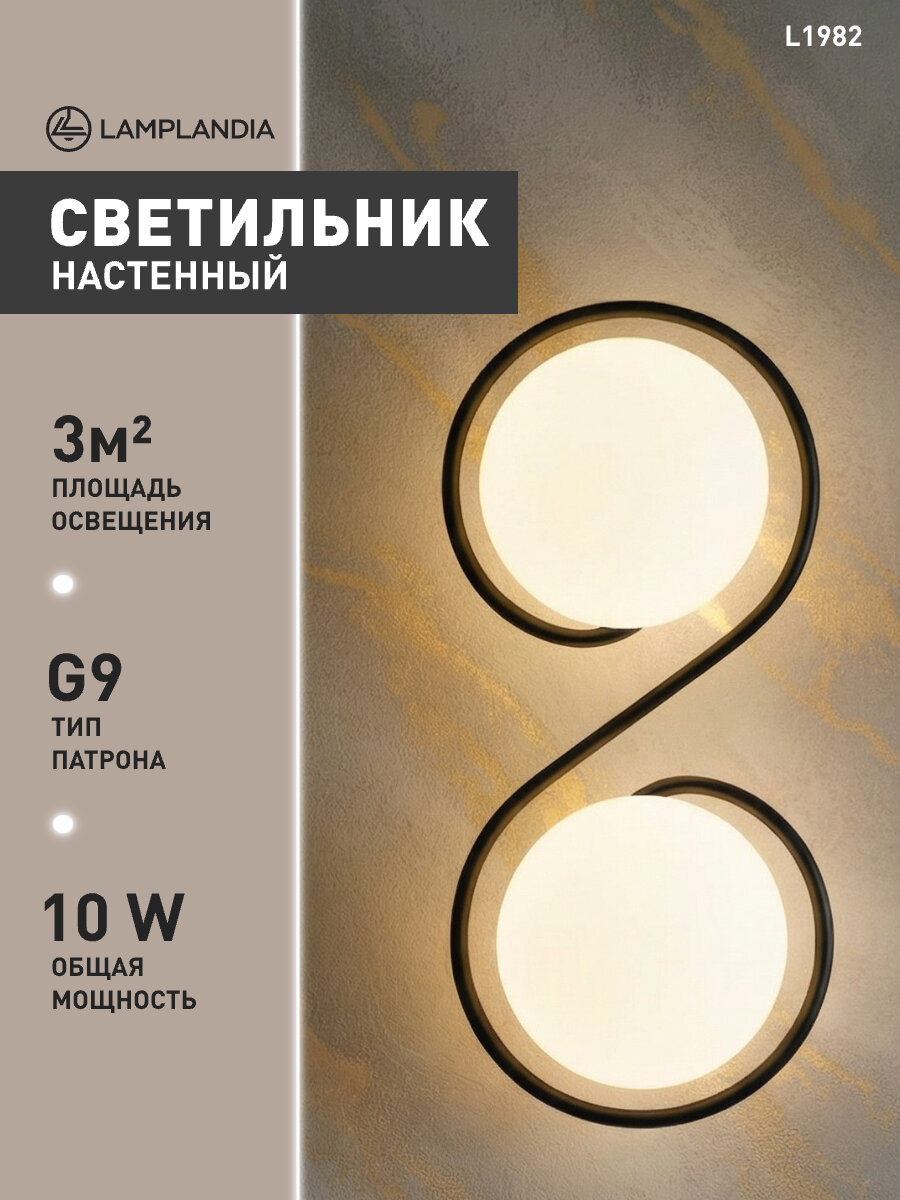 Светильник настенный Lamplandia L1982 GALLO TWIN BLACK, G9*2 макс 5Вт