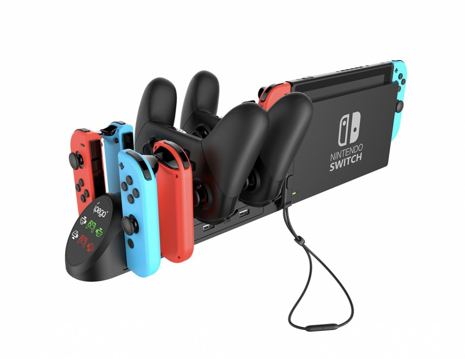 Док-станция MyPads M144-852 для Nintendo Switch с зарядкой 2 контроллеров Pro и 4 Joy Con