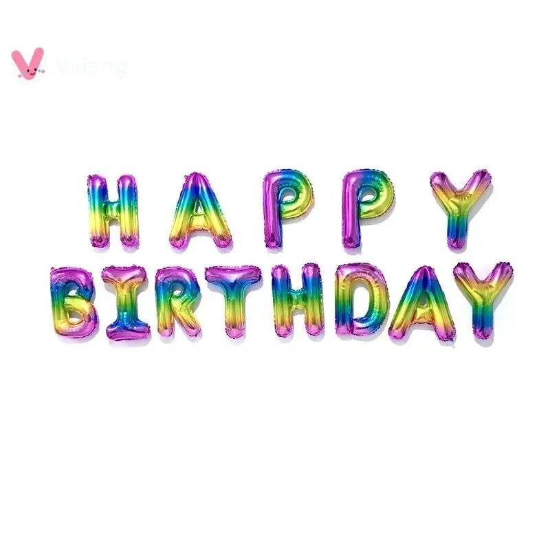 Радужные фольгированные буквы "Happy Birthday" 16 дюймов