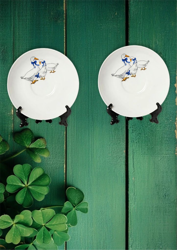 Блюдце фарфоровое 14 см 2 штуки Гуси Дулевский фарфор