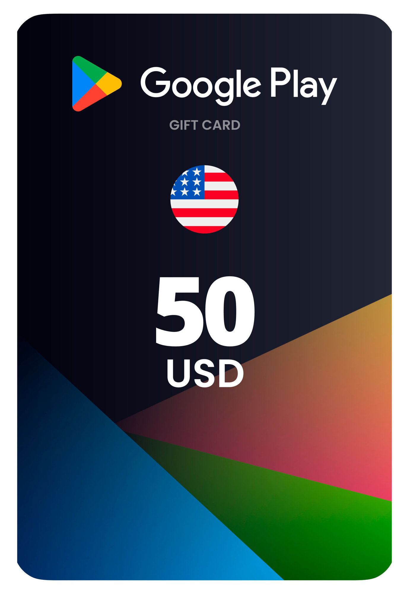Карта оплаты Google Play - США 50 USD (Google Play; Android; Регион активации США)