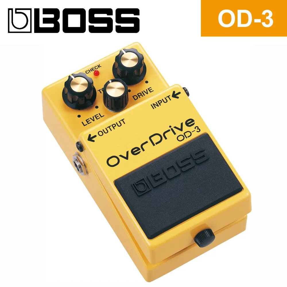 BOSS OD-3 OverDrive - Педаль эффектов для электрогитары, металл, желтый — фото 1