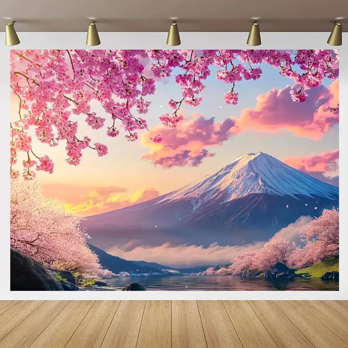 Фотофон виниловый весенний, Mt. Fuji, 75x50 см, BJ-HY2204
