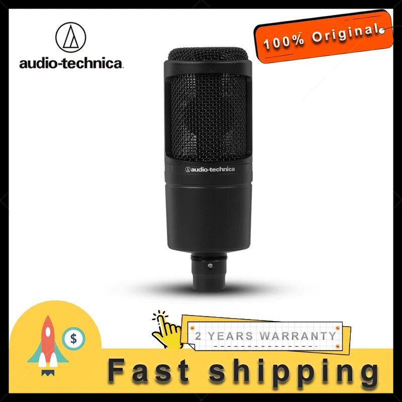 Audio Technica AT2020 Проводной кардиоидный конденсаторный микрофон Профессиональная запись в реальном времени 100% оригинал