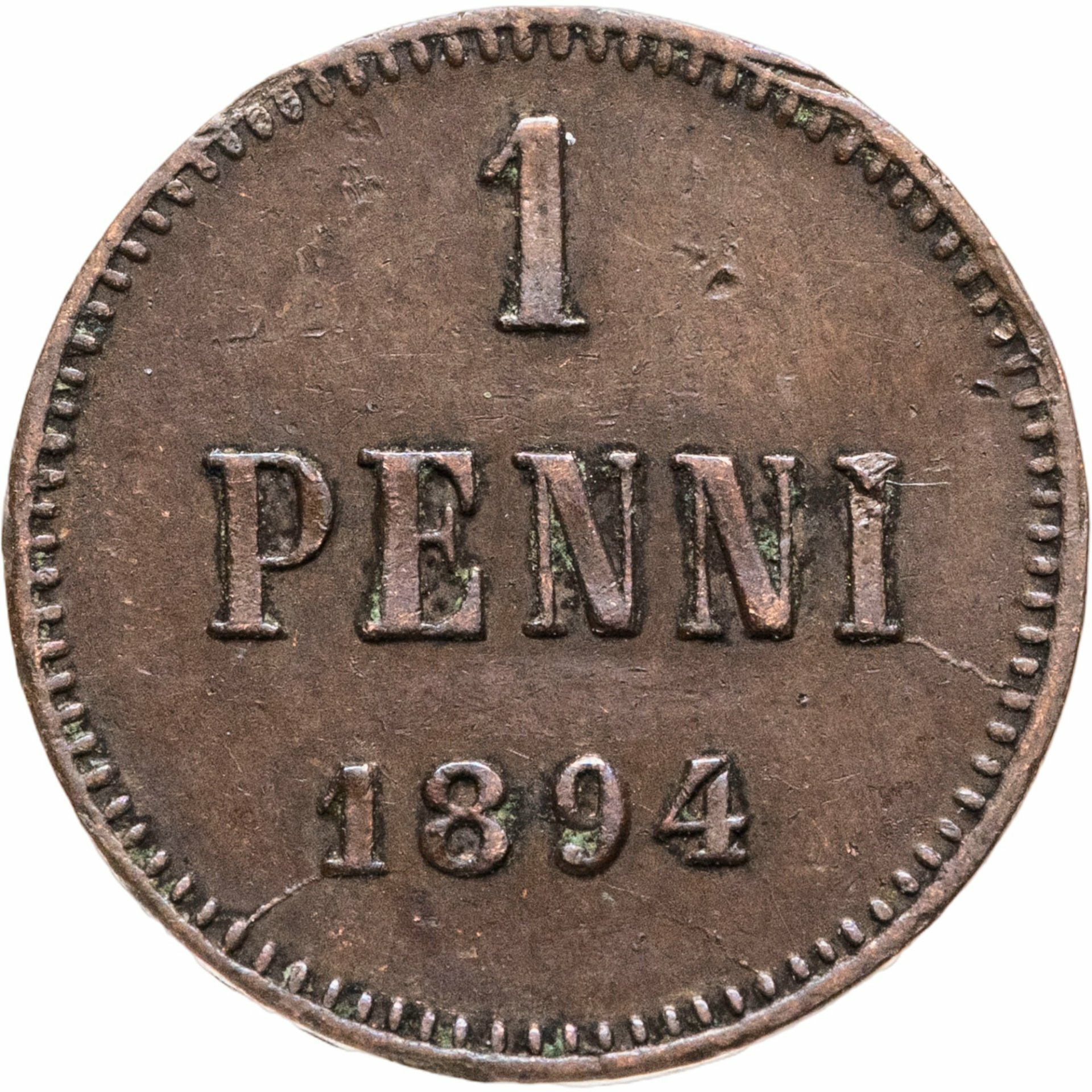 1 пенни 1894, монета для Финляндии, Медь, в сохранности VF-XF