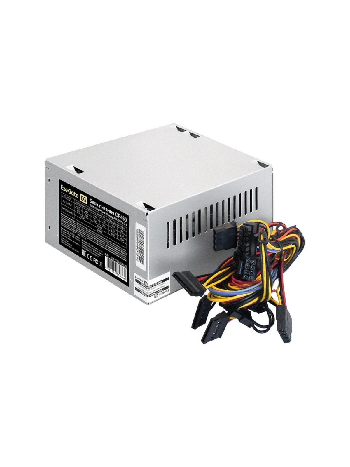 Exegate EX172785RUS Блок питания 450W Exegate CP450 OEM, ATX, 8cm fan, 24pin, (4+4)pin, PCI-E, 3xSATA, 2xIDE