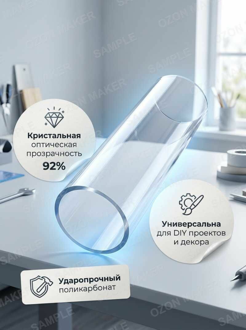 Поликарбонатная труба прозрачная ф30х1,5х1000мм