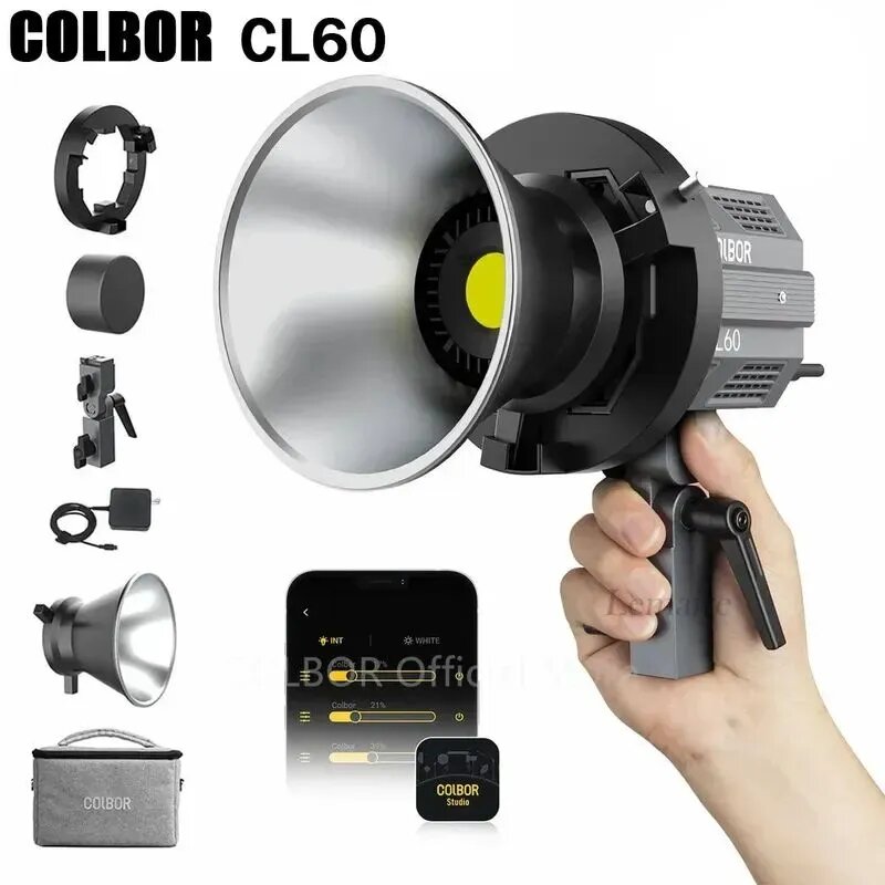 Студийное оборудование COLBOR CL60, светодиодный свет для фотостудии, мощность 65 Вт, черный