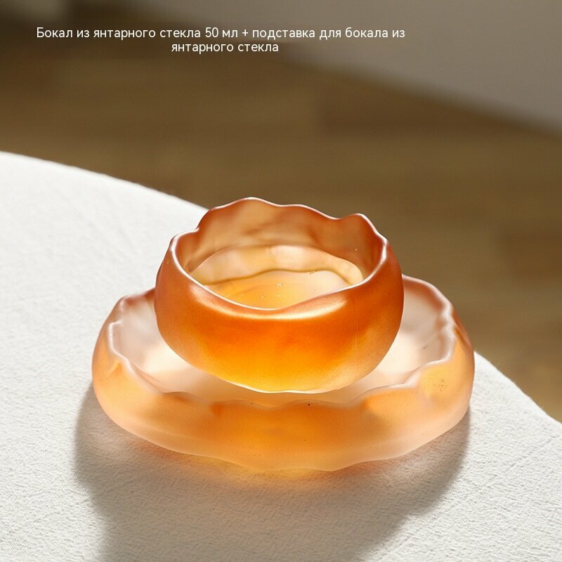 Чайная чашка в японском стиле, хрусталь, янтарь