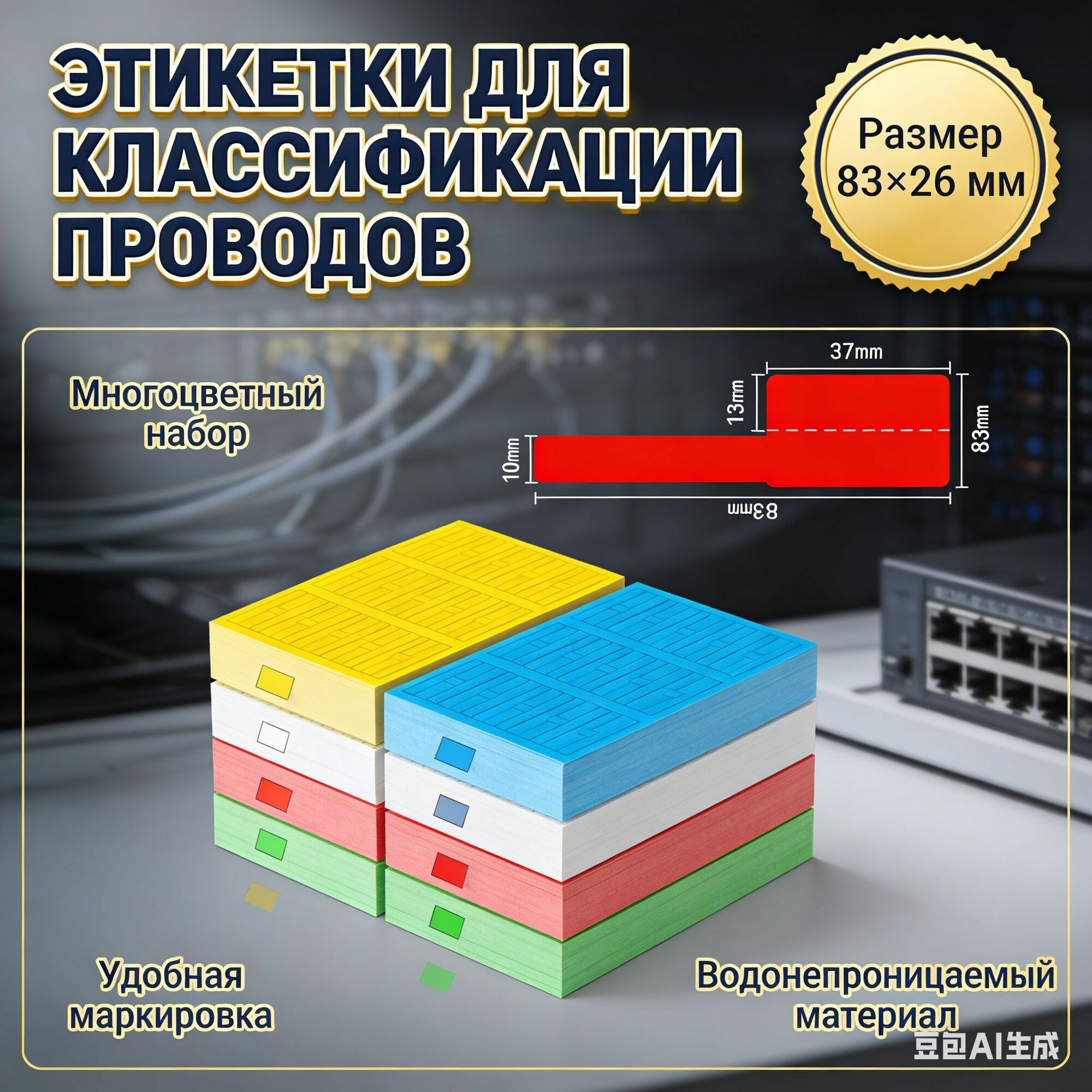 Маркировка для кабеля самоклеящаяся, 150 шт + маркер, водостойкие этикетки для проводов и электрощита