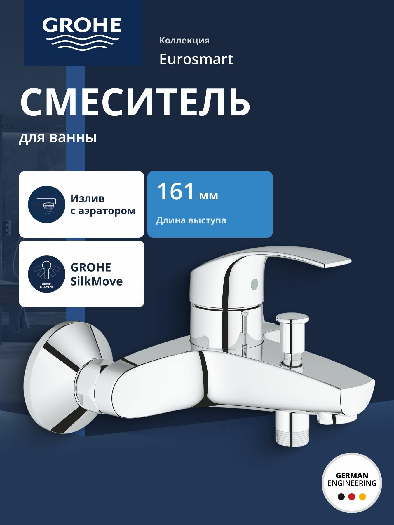Смеситель для ванны GROHE Eurosmart New, хром (33300002)